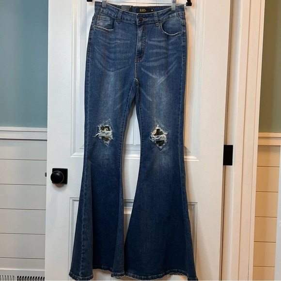 Lucky & Blessed | Jeans | Lucky Blessed Camo Inserts Rips Flare Bell ...